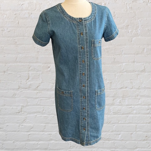 Talbots | Dresses | Talbots Denim Shirt Dress That Buttons Up The Front ...